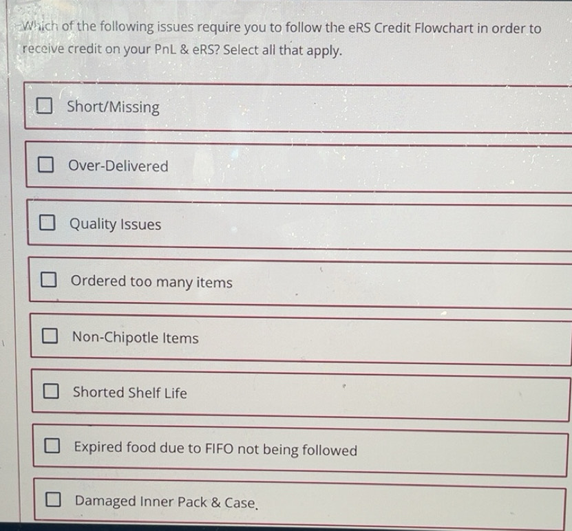 Solved: Which of the following issues require you to follow the eRS ...