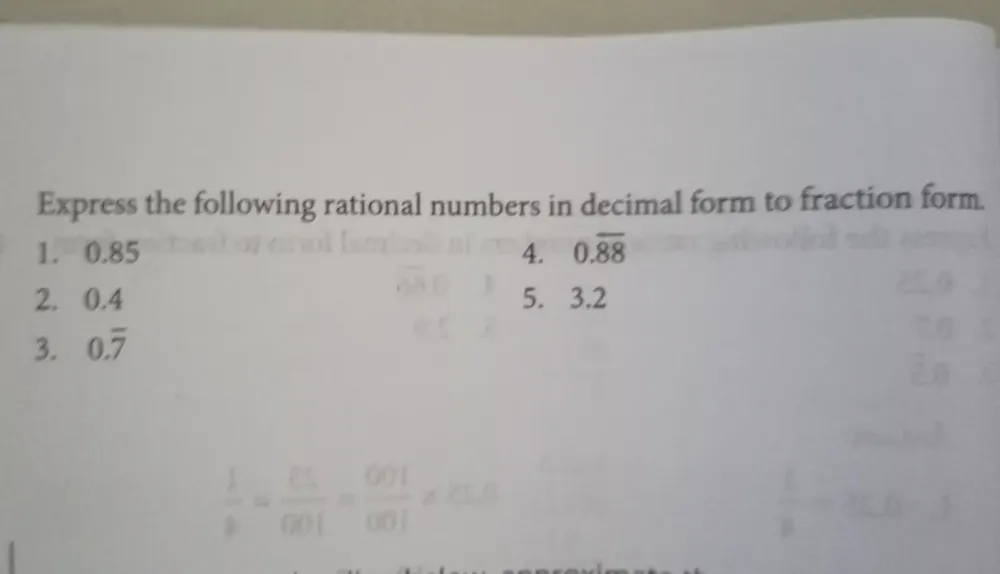 Solved: Express the following rational numbers in decimal form to ...