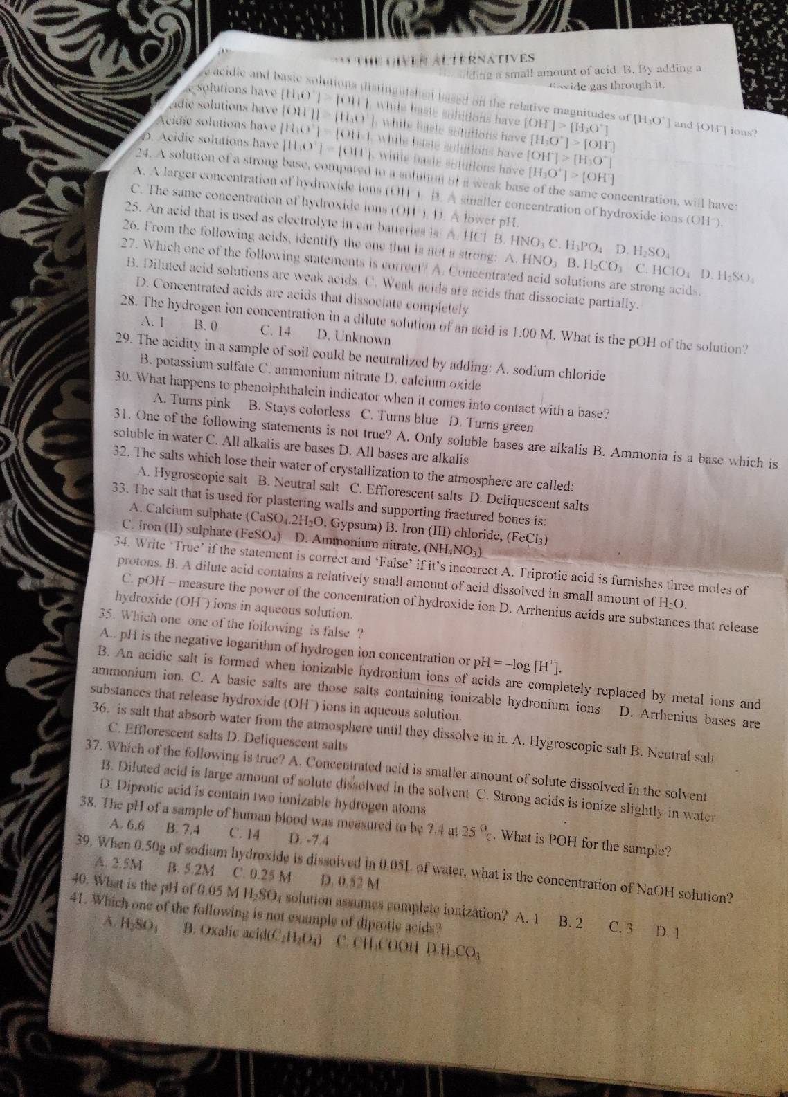 Résolu :Thể LIVER ALternatives aiding a small amount of acid. B. By ...