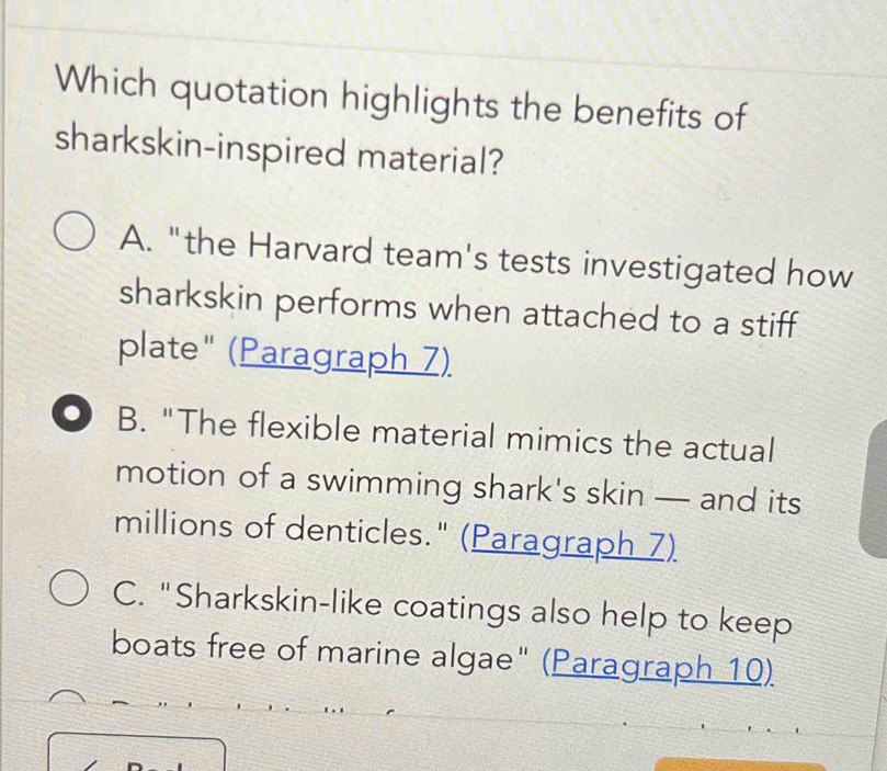 Solved: Which quotation highlights the benefits of sharkskin-inspired ...