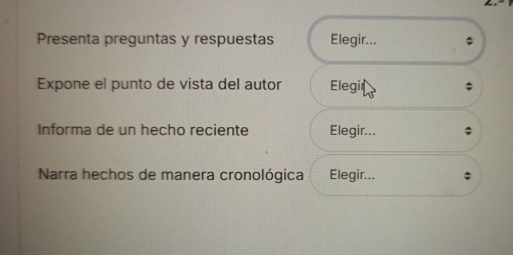 Resuelto:Presenta preguntas y respuestas Elegir... Expone el punto de ...