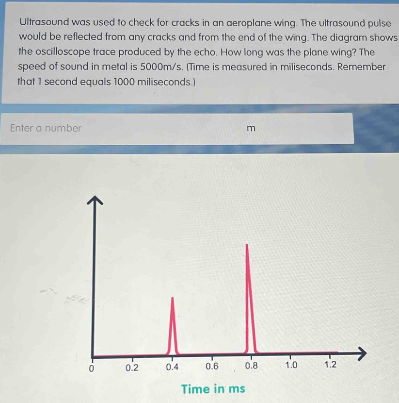 Solved: Ultrasound was used to check for cracks in an aeroplane wing ...
