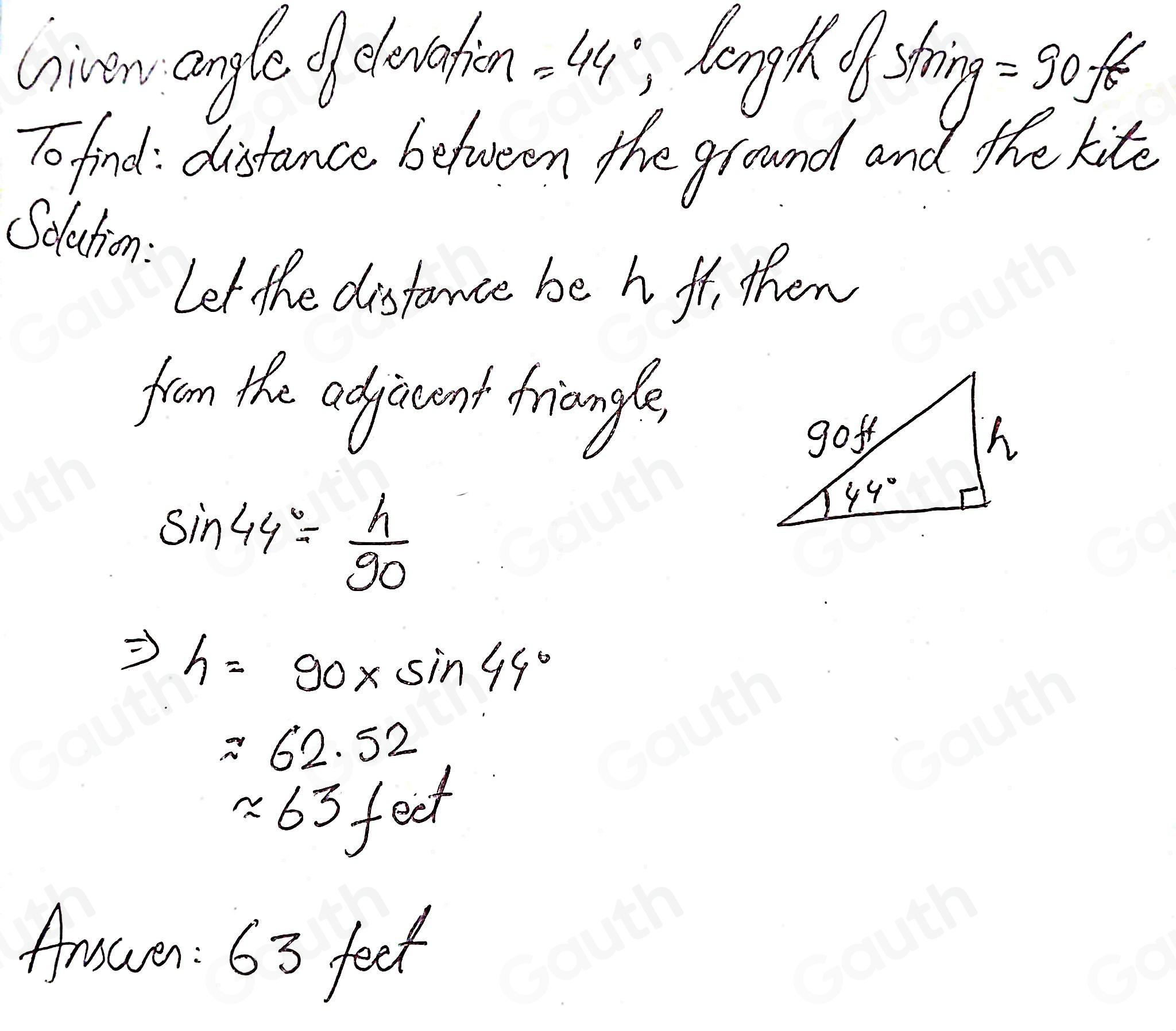 Solved: Quinn is flying a kite. The angle of elevation formed by the ...