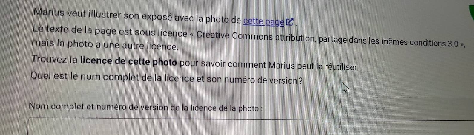 Résolu :Marius veut illustrer son exposé avec la photo de cette page . Le texte de la page est so