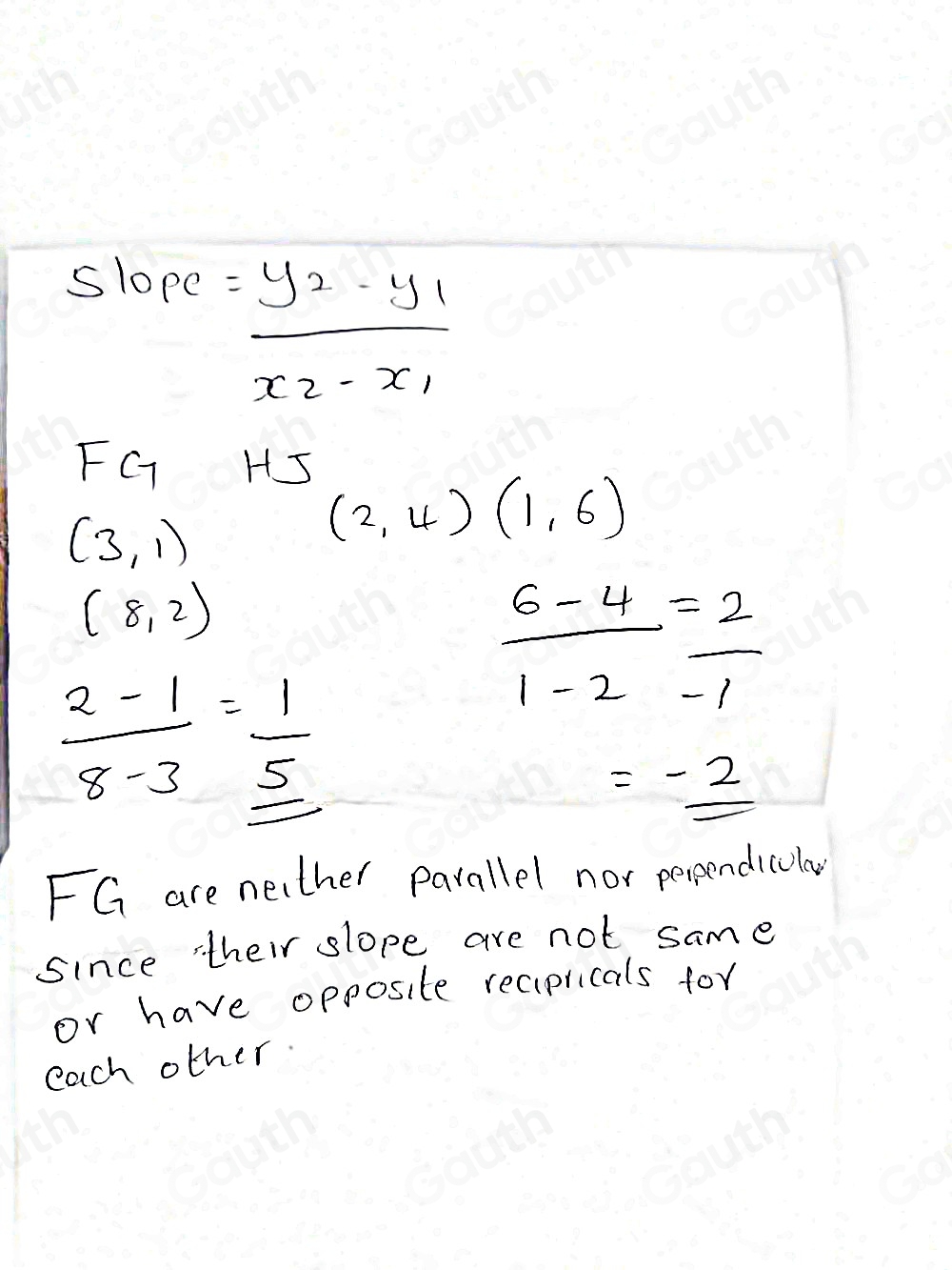 Solved: Given points F(3,1), G(8,2), H(2,4) , and J(1,6). a. Find the ...