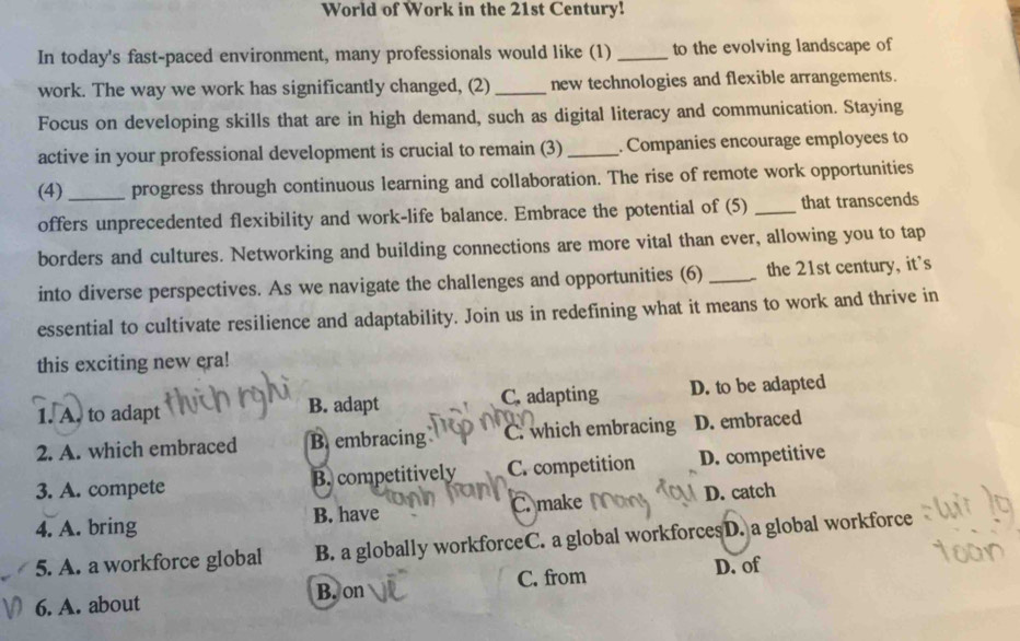 Giải quyết:World of Work in the 21st Century! In today's fast-paced ...