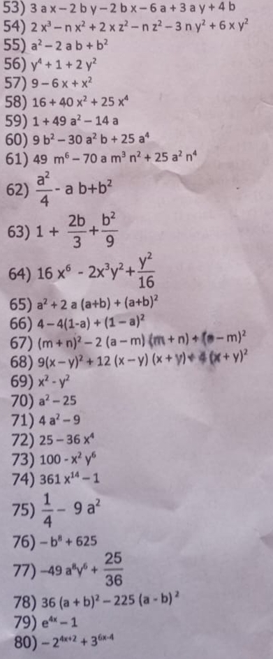 Resuelto:3ax-2by-2bx-6a+3 a y+4b 54) 2x^3-nx^2+2xz^2-nz^2-3ny^2+6xy^2 ...