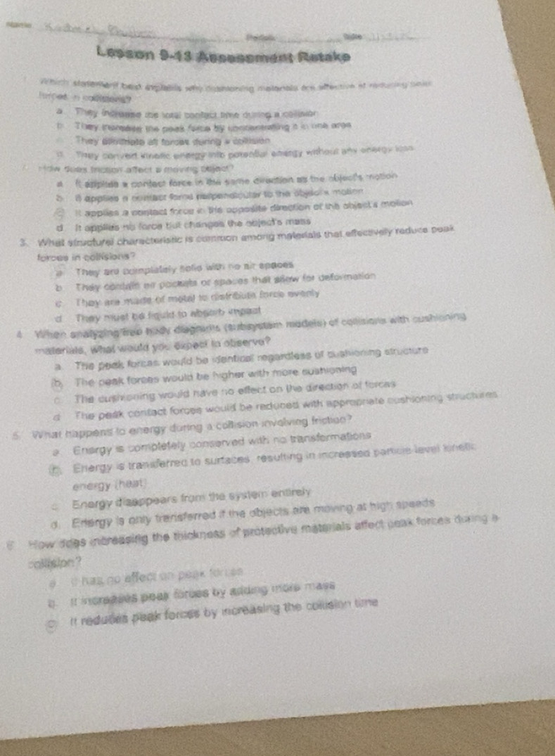 Solved: Peltol _tdte_ Lesson 9-13 Assesement Ratake Which staterent ...