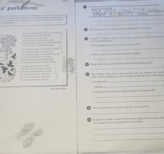 Solved: s' parliament o) Why do you think the poet starts with a ...