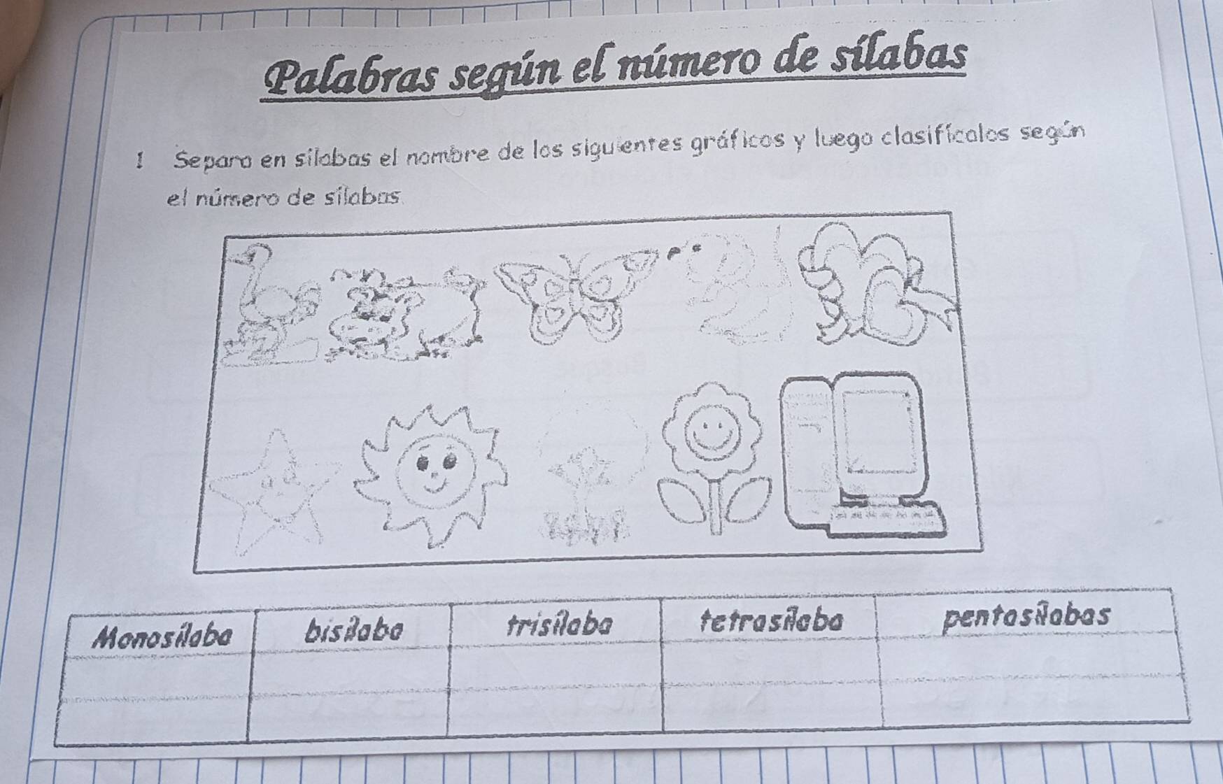 Resuelto:Palabras según el número de silabas 1 Separo en silabas el ...