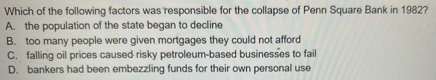 Solved: Which of the following factors was responsible for the collapse ...