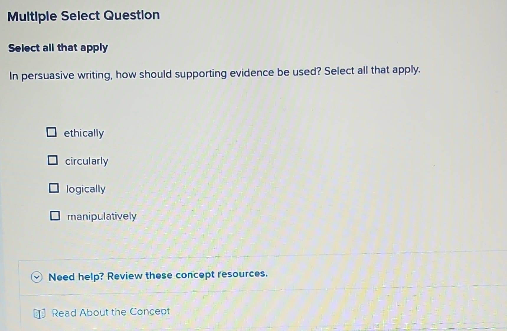 Solved: Multiple Select Question Select all that apply In persuasive ...