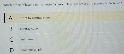 Solved: Which of the following terms means "an example which proves the ...