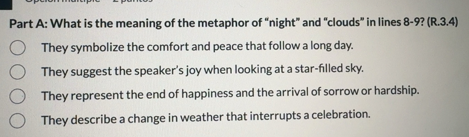 Solved: What is the meaning of the metaphor of “night” and “clouds” in ...