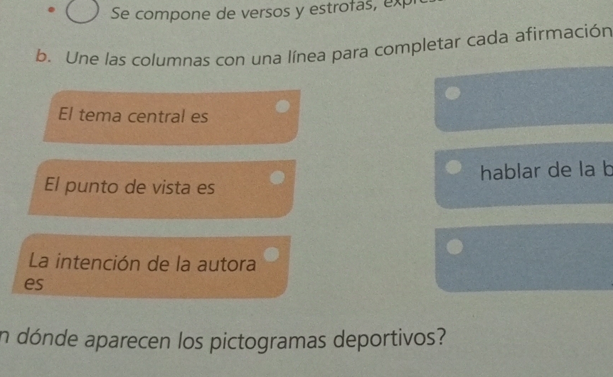 Resuelto:Se compone de versos y estrofas, exp b. Une las columnas con una línea para completar cad