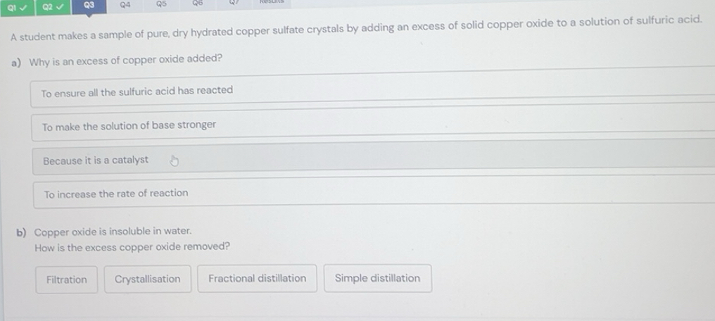 Solved: QI Q2 √ Q3 Q4 Q5 A student makes a sample of pure, dry hydrated ...