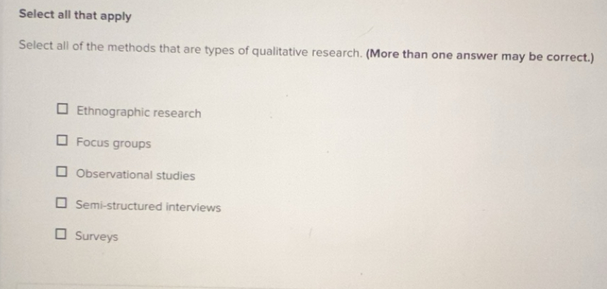 Solved: Select all that apply Select all of the methods that are types ...
