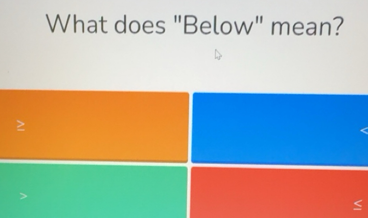 Solved: What does "Below" mean? ≥ [Math]