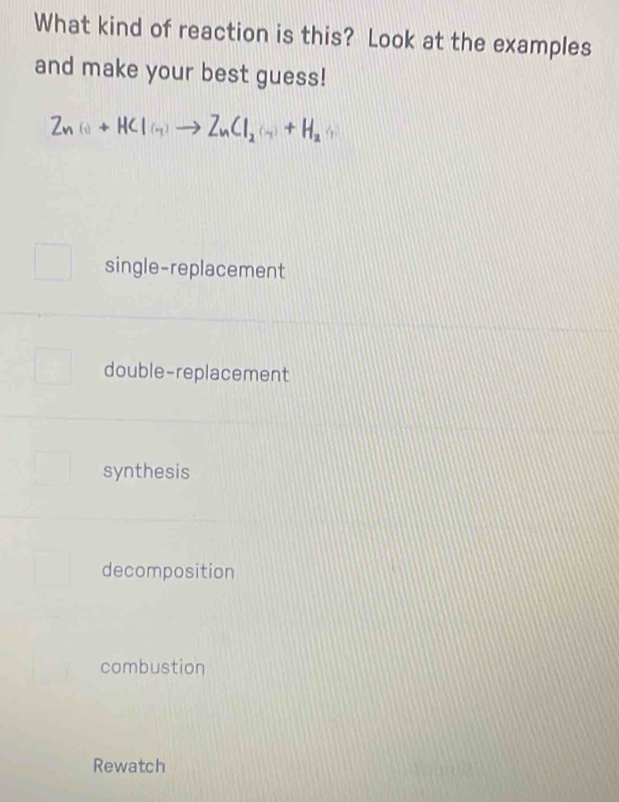 Solved: What kind of reaction is this? Look at the examples and make ...