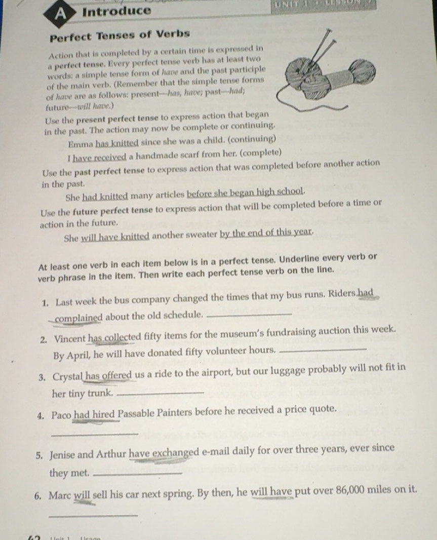 Solved: A Introduce Perfect Tenses of Verbs Action that is completed by ...