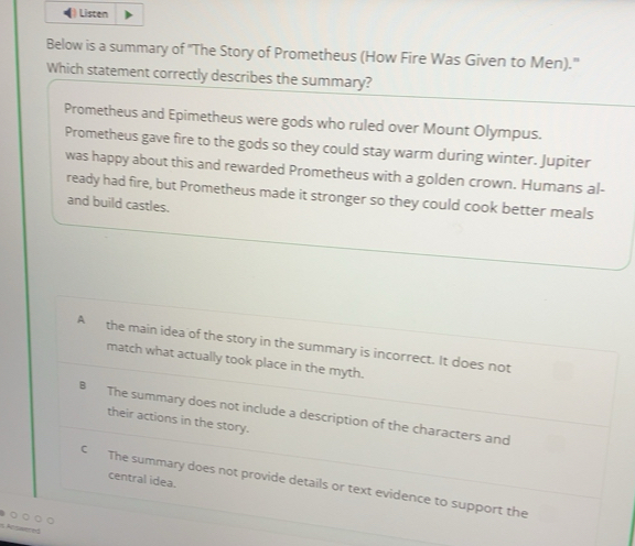 Solved: ) Listen Below is a summary of ''The Story of Prometheus (How ...