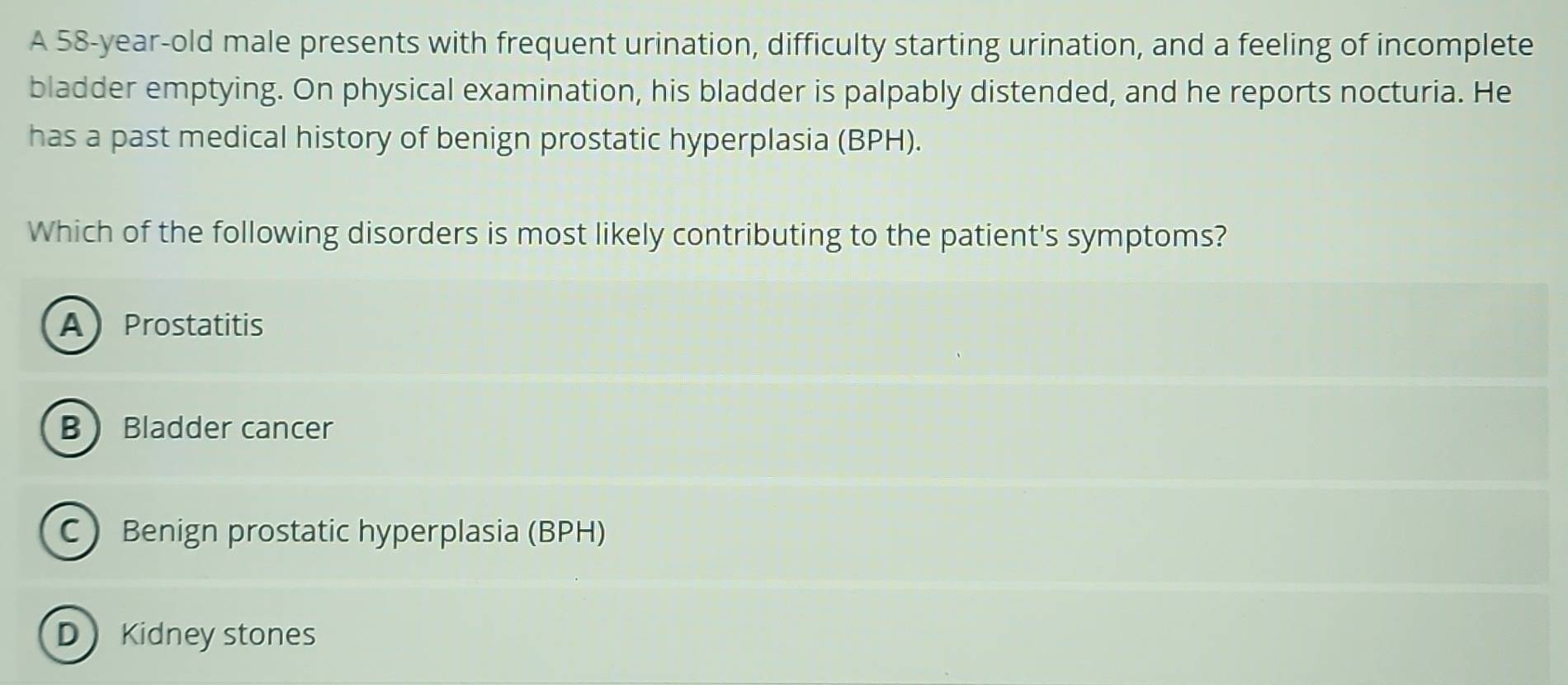 Solved: A 58-year-old male presents with frequent urination, difficulty ...