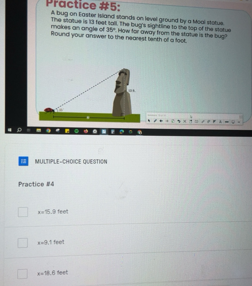 Solved: Practice #5: A bug on Easter Island stands on level ground by a ...