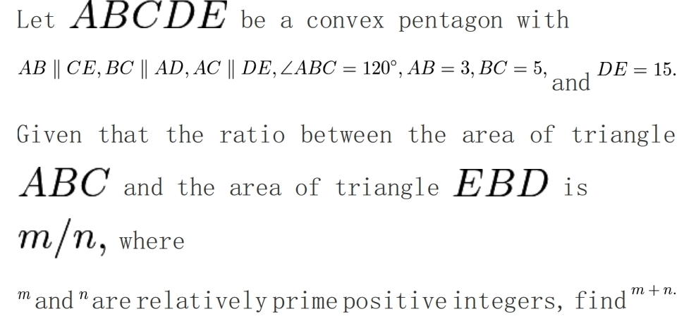 Solved: Let ABCDE be a convex pentagon with AB||CE, BC||AD, AC||DE, ∠ ...
