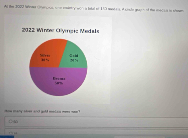 Solved: At the 2022 Winter Olympics, one country won a total of 150 ...