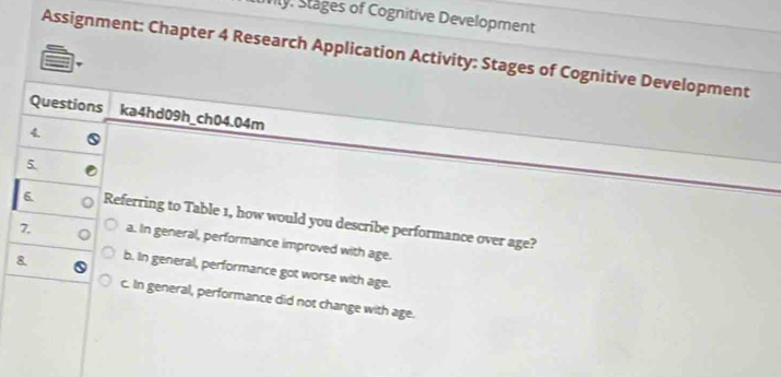 Solved: ly. Stages of Cognitive Development Assignment: Chapter 4 ...