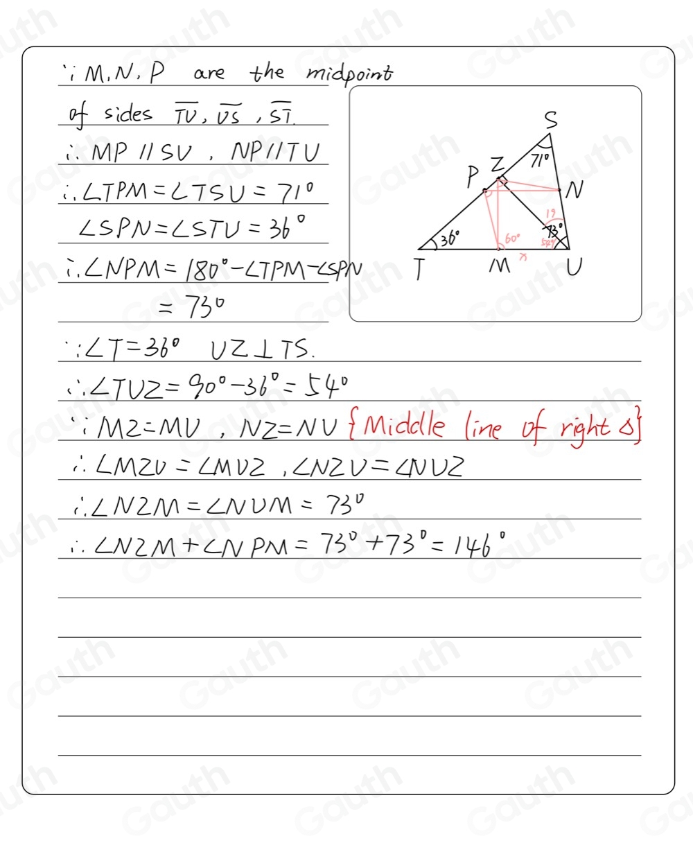 Solved: Problem: Report , and overline ST of triangle STU, respectively ...