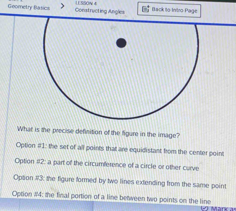 Solved: LESSON 4 Geometry Basics What is the precise definition of the ...