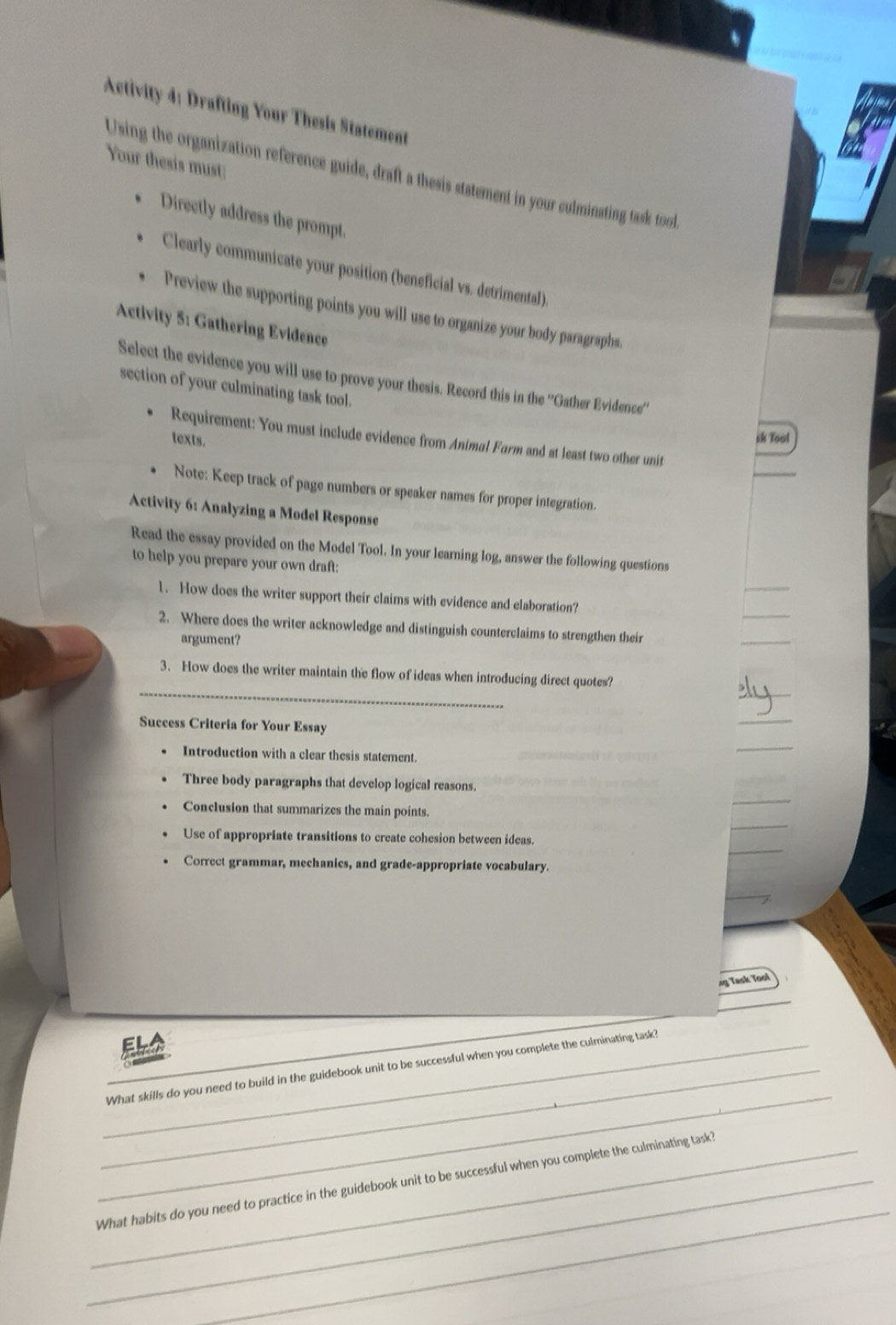 Solved: Activity 4: Drafting Your Thesis Statement Your thesis must ...