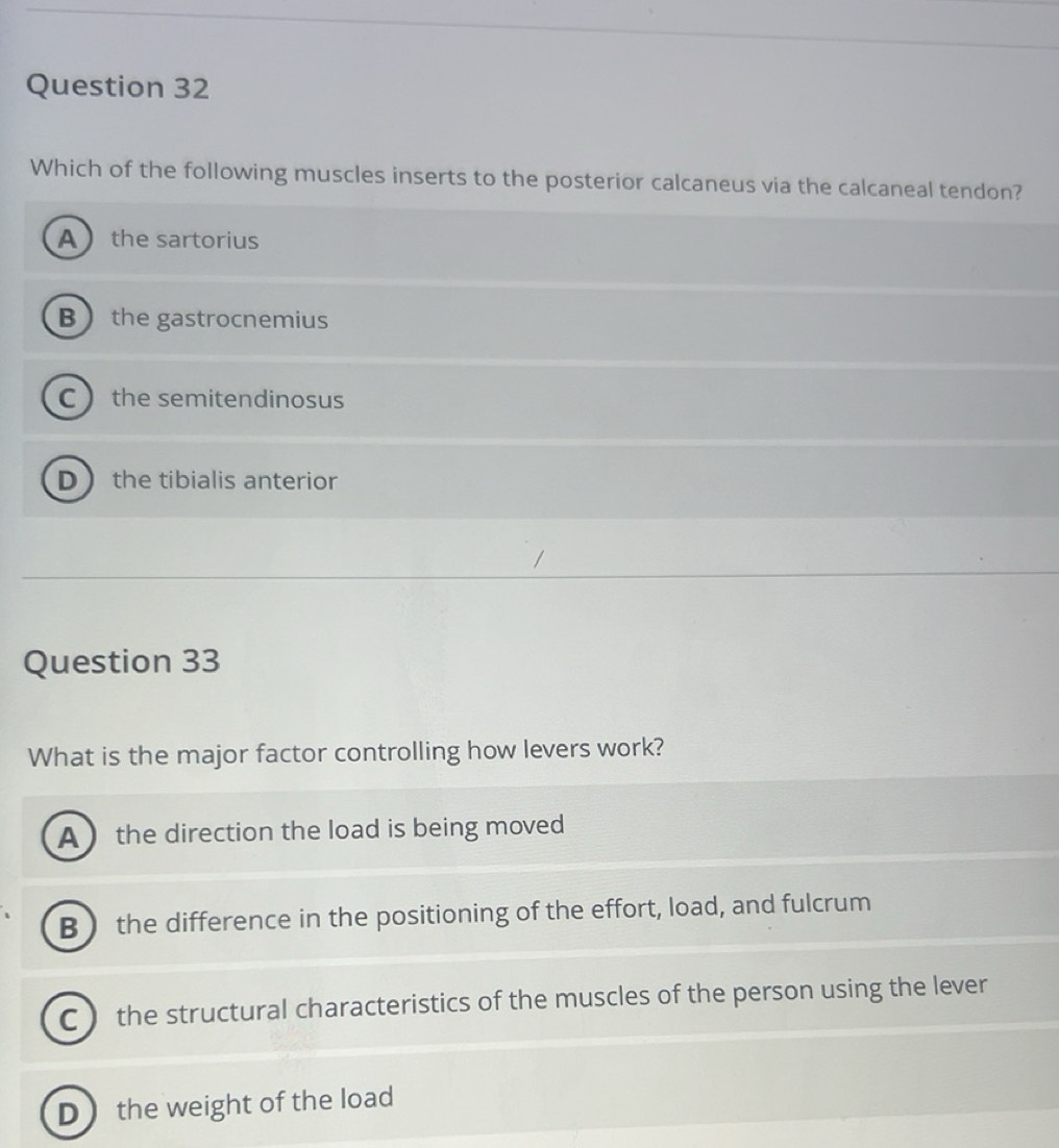 Solved: Which of the following muscles inserts to the posterior ...