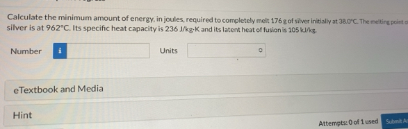 Solved: Calculate the minimum amount of energy, in joules, required to ...