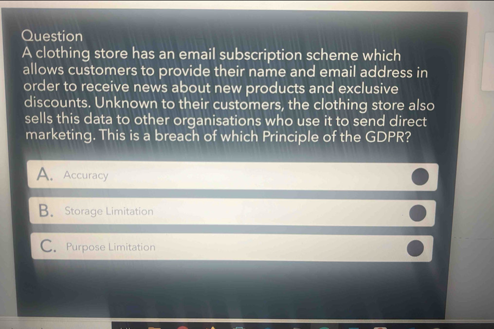 Solved: clothing store has an email subscription scheme which allows ...