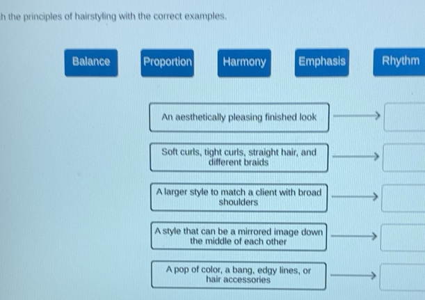 Solved: the principles of hairstyling with the correct examples ...