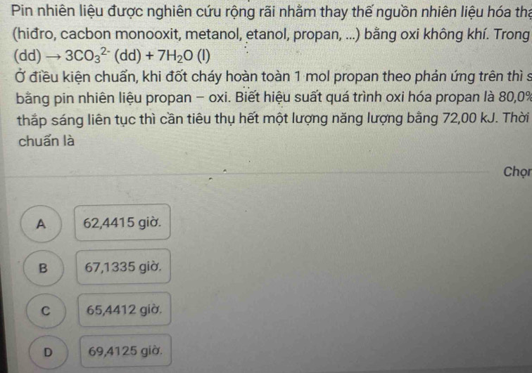 Giải quyết:Pin nhiên liệu được nghiên cứu rộng rãi nhằm thay thế nguồn ...