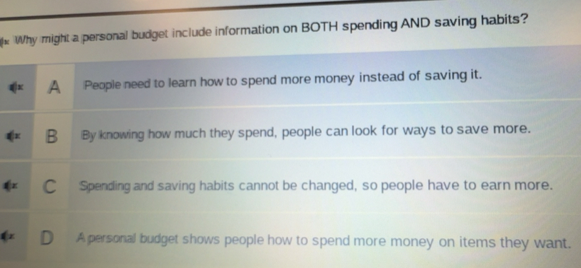 Solved: Why might a personal budget include information on BOTH ...