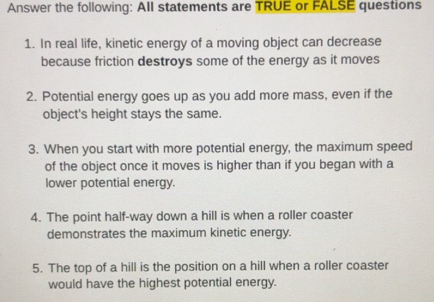 Solved: Answer the following: All statements are TRUE or FALSE ...