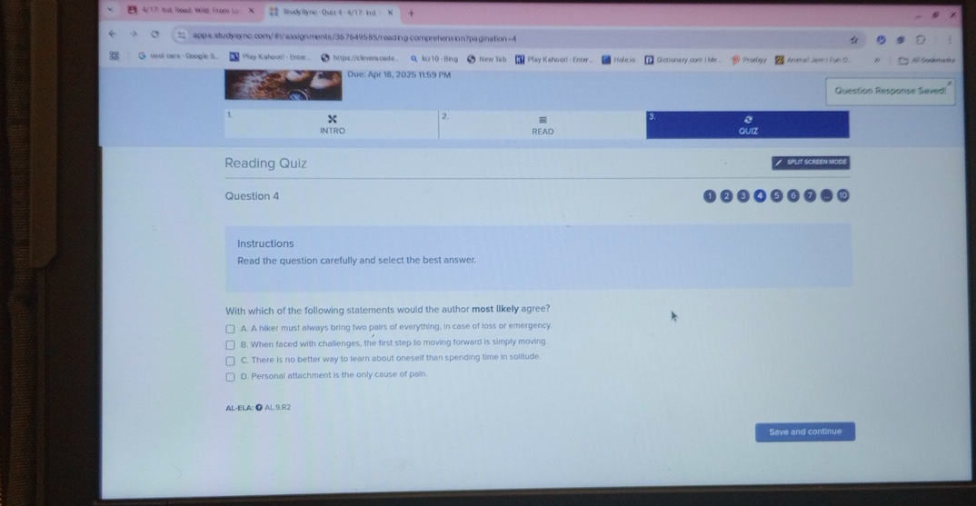 Solved: 4/17 Id Road Wild From L. StudySyno- Oucz 4 -4/17 nd = apps ...