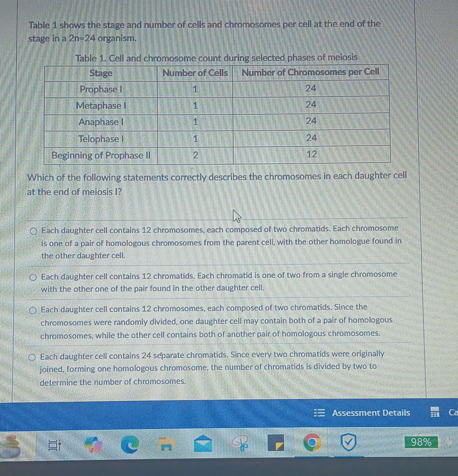 Solved: Table 1 shows the stage and number of cells and chromosomes per ...