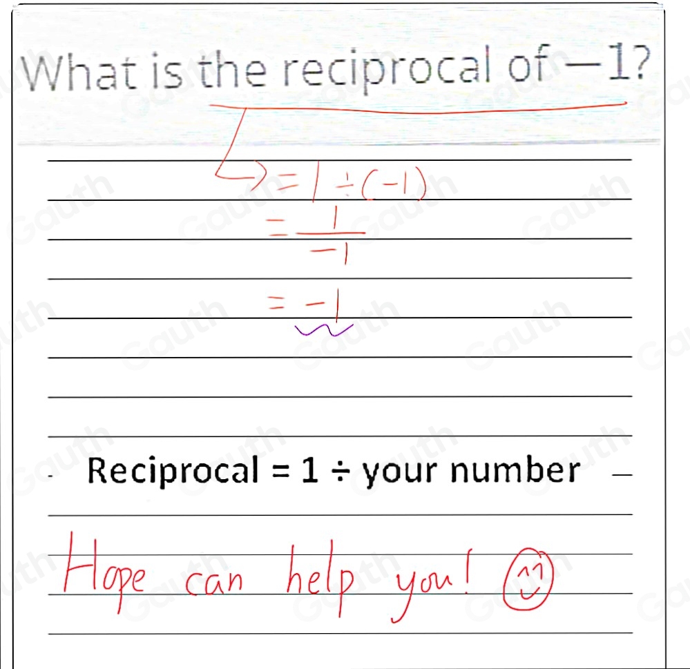 Solved: What is the reciprocal of −1? [Math]