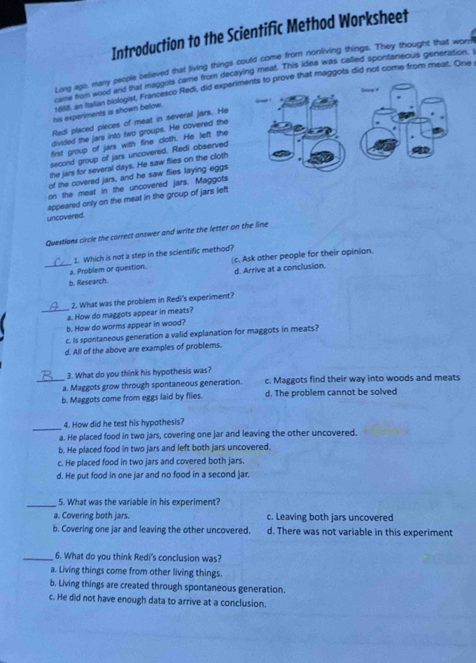 Solved: Introduction to the Scientific Method Worksheet Long ago, many ...