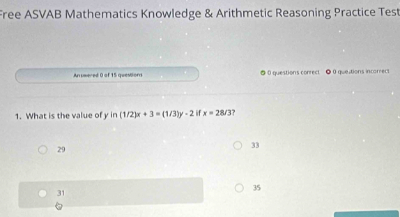 Solved: Free ASVAB Mathematics Knowledge & Arithmetic Reasoning ...