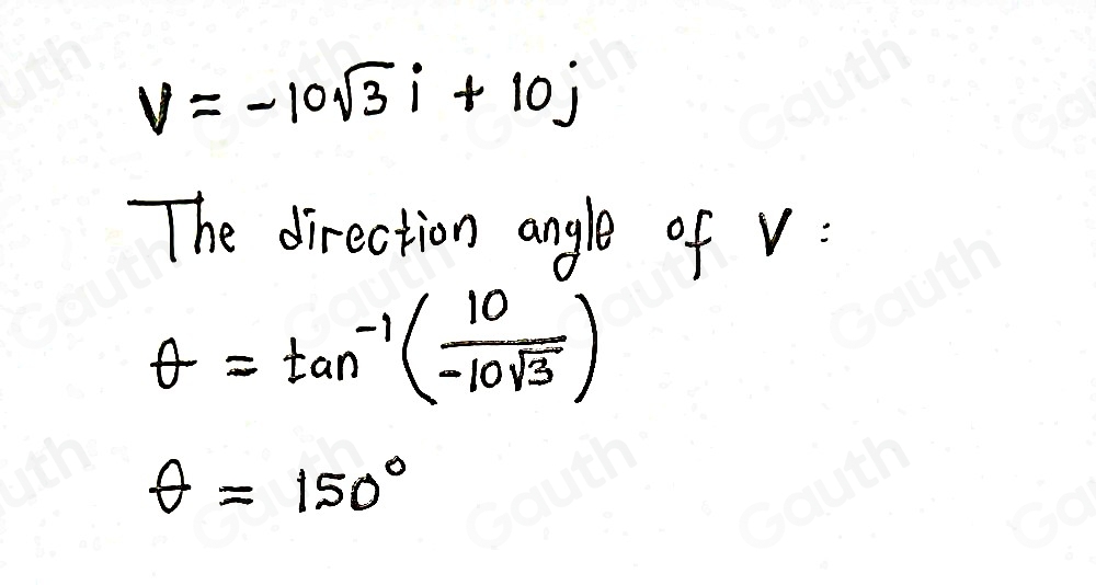 Solved: Find the direction angle of v for the following vector. v ...