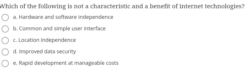 Solved: Which of the following is not a characteristic and a benefit of ...