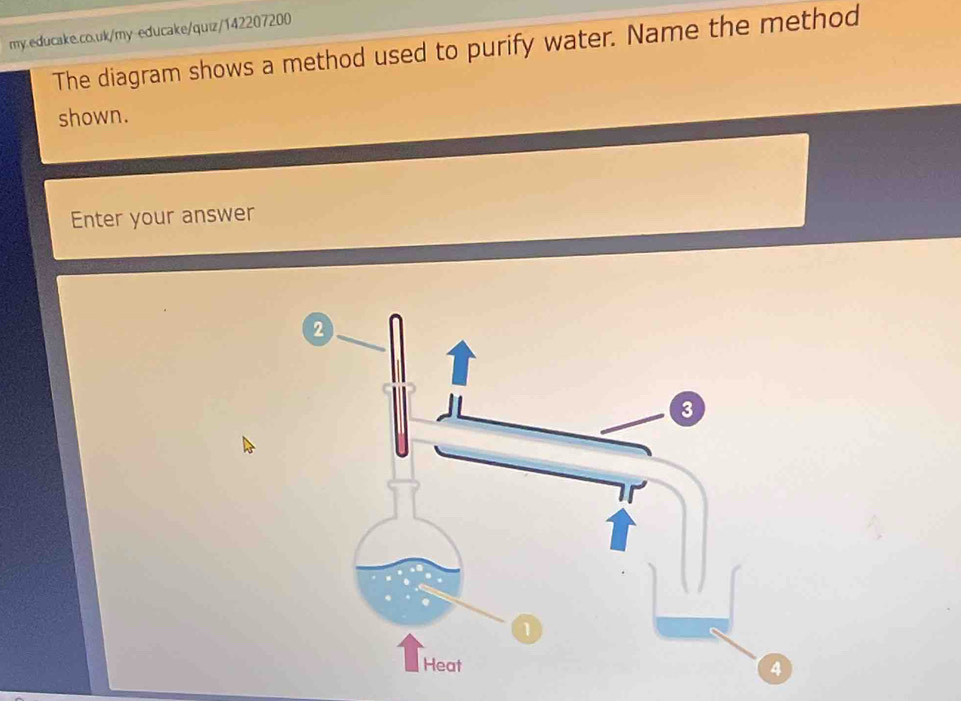 Solved: The diagram shows a method used to purify water. Name the ...