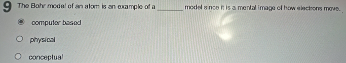 Solved: The Bohr model of an atom is an example of a _model since it is ...