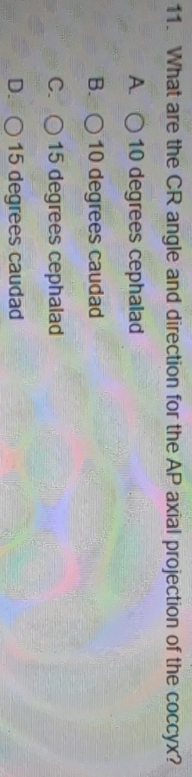 Solved: What are the CR angle and direction for the AP axial projection ...